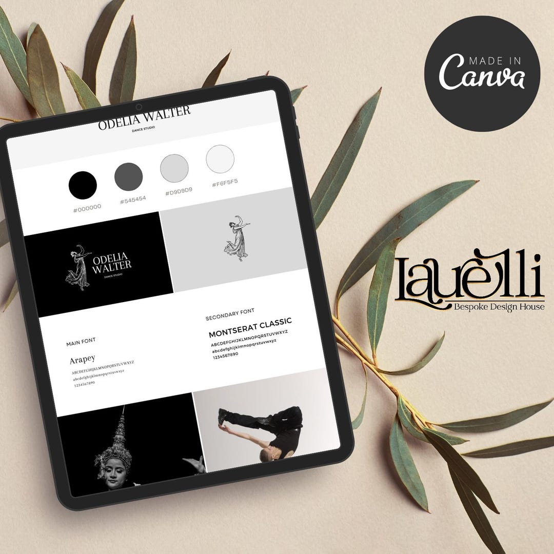 Monochrome Muse Brand Board & Logo Template | Canva Branding Kit ...