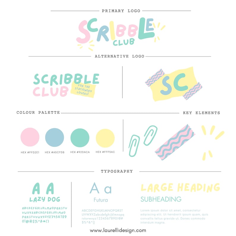 Scribble Club Logo Template | Cute Kids Logo | Pastel Canva Logo ...
