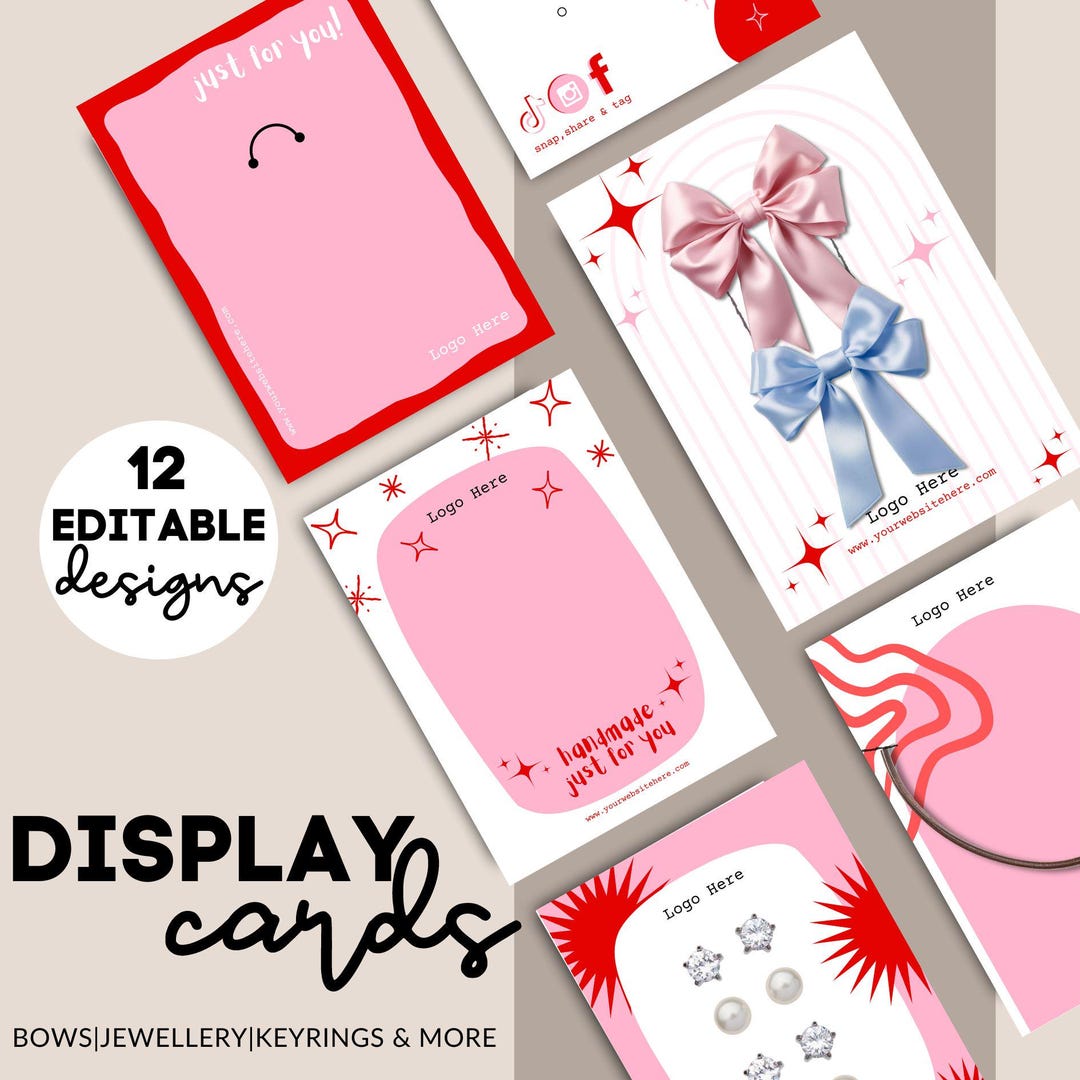 Party Place Display Cards Template | Jewellery, Bow and Product Display ...