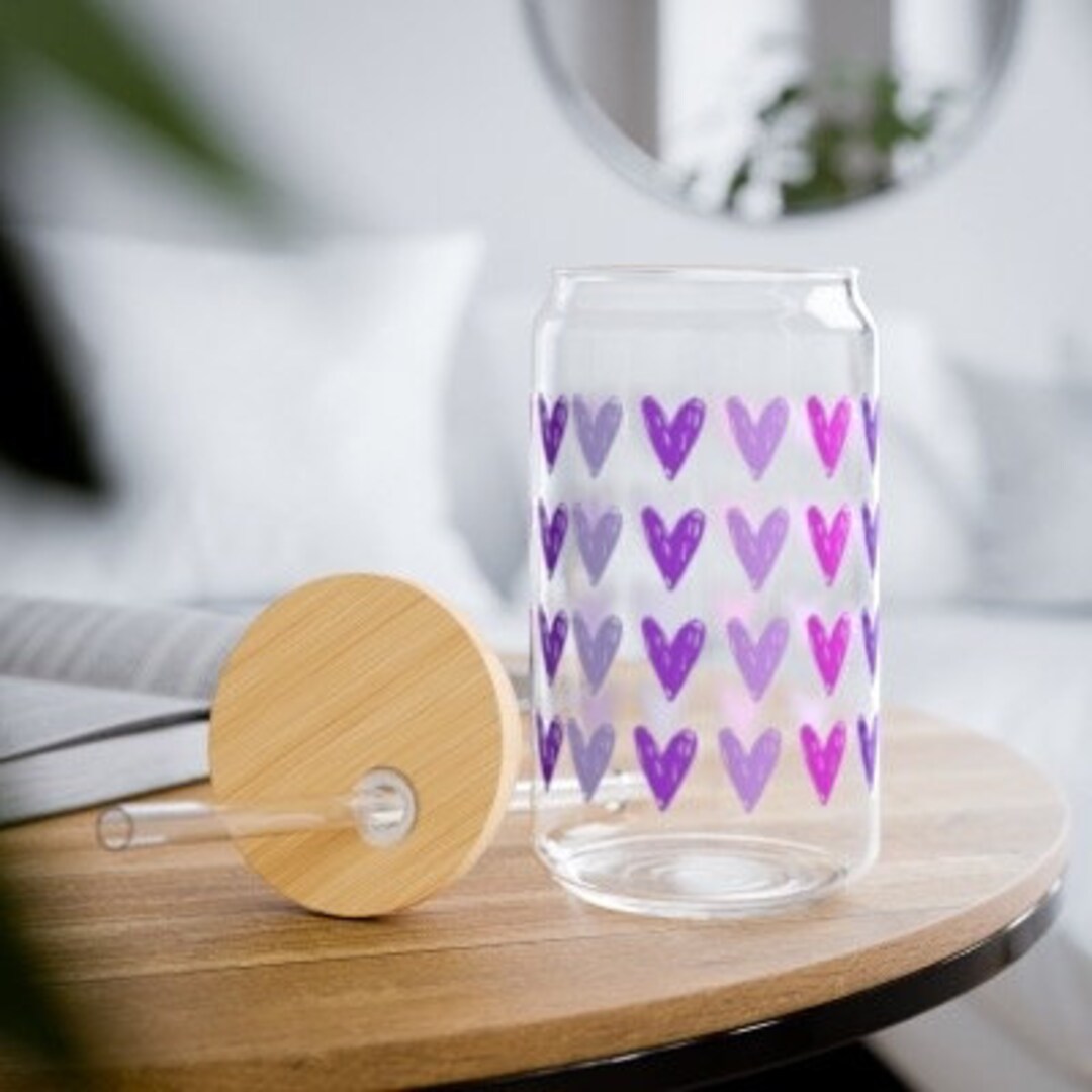 Radiate Love With Our Purple Heart Sipper Glass - Etsy