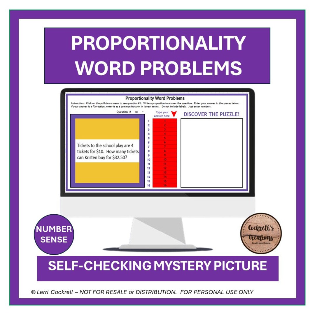 Proportionality in Word Problems Self-checking Digital Picture and ...