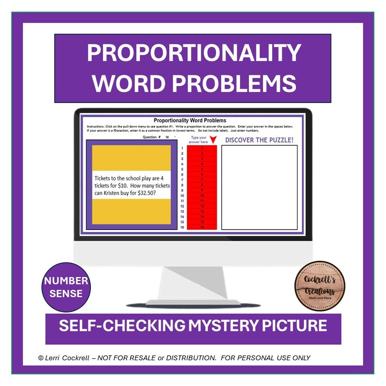 Proportionality in Word Problems Self-checking Digital Picture and ...