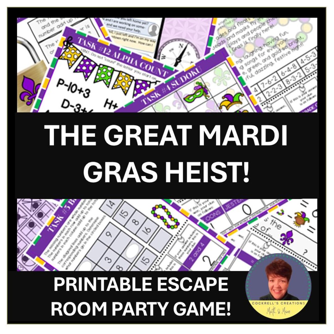The Great Mardi Gras Heist! Printable Escape Room Party Game for Kids ...