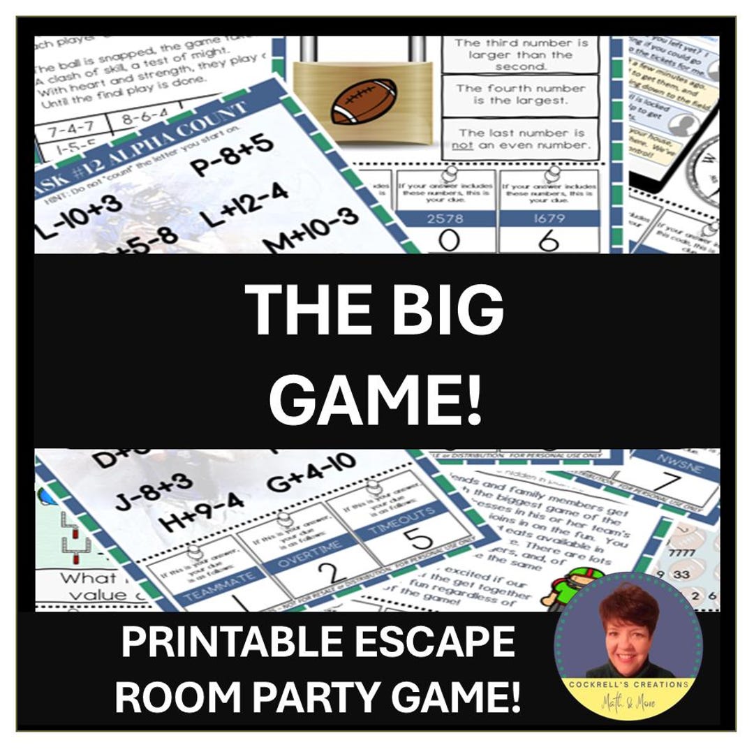The Big Game! Printable Football Escape Room Party Game for Kids - Etsy
