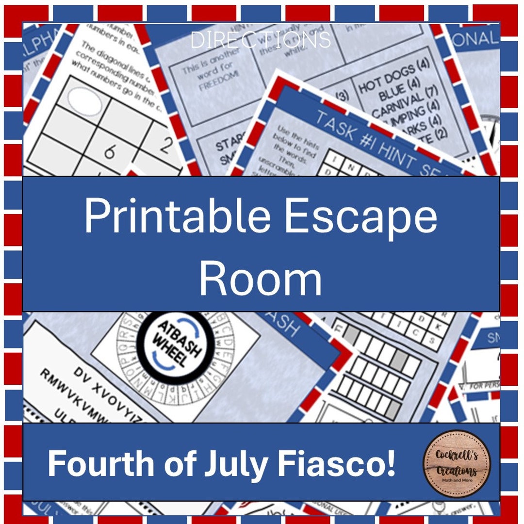 Fourth of July Fiasco Printable Escape Room Party Game for Kids - Etsy