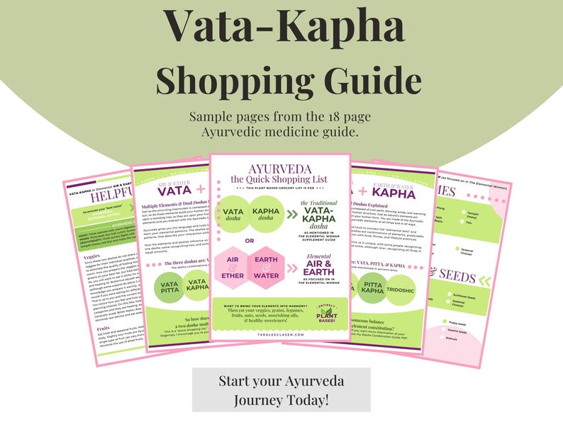 Vata Kapha Dosha Ayurveda Food List Guide PDF, Plant-based Food Chart ...