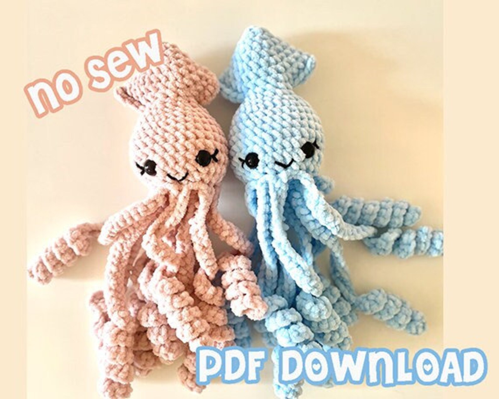 Squid Amigurumi Pattern, No SEW, Squid Crochet Plush, PDF Tutorial - Etsy