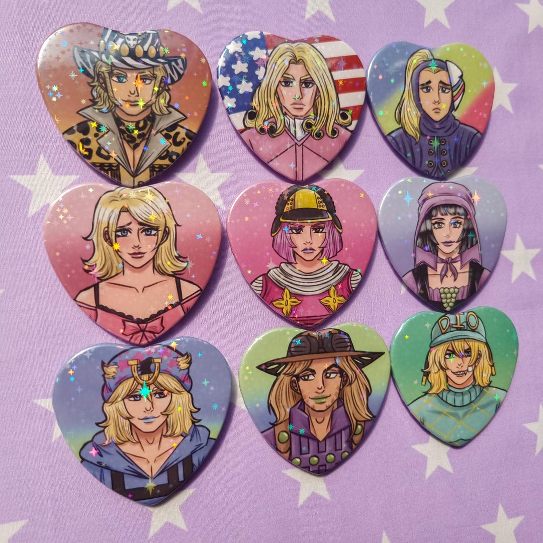 JJBA SBR Holographic Heart Badges - Etsy