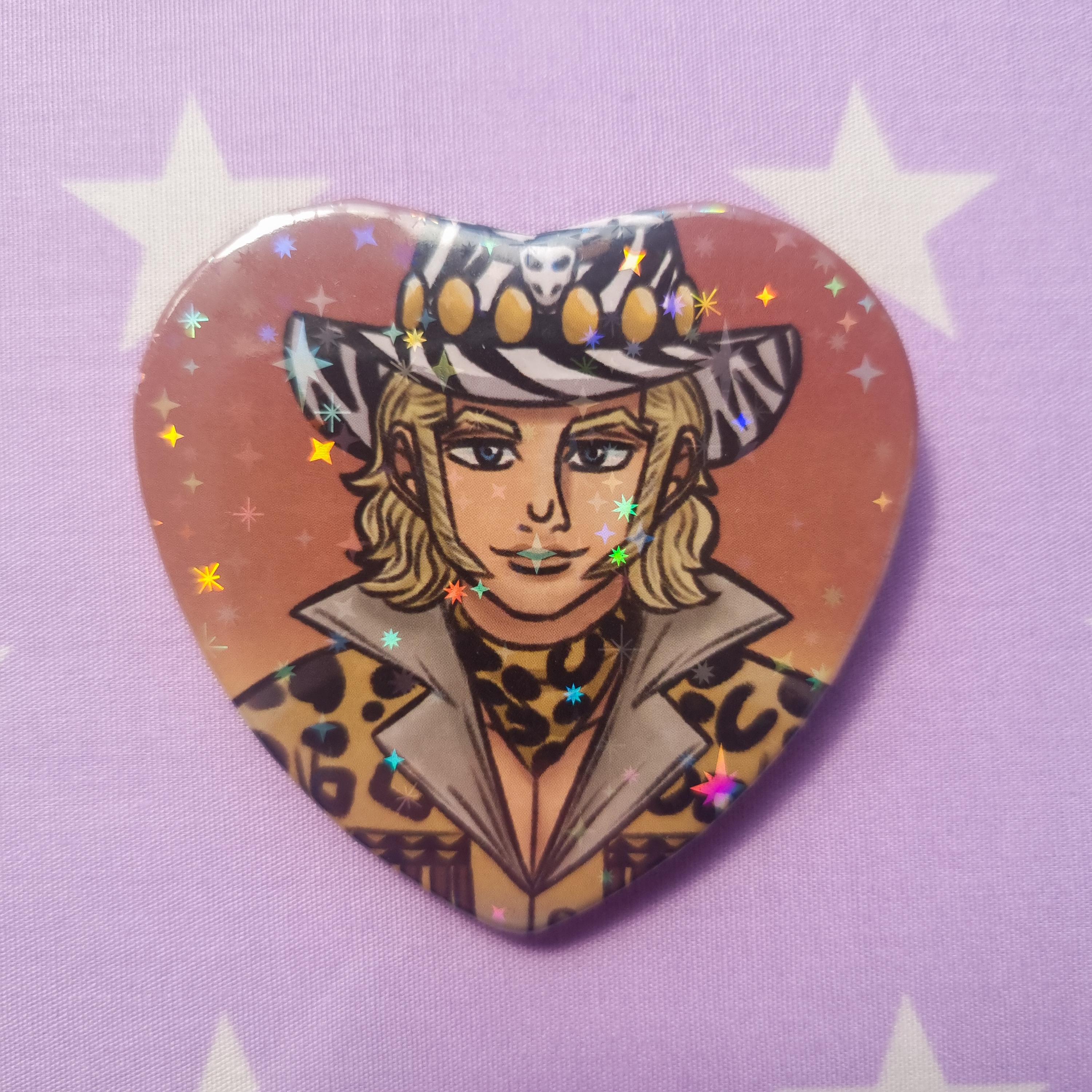 JJBA SBR Holographic Heart Badges - Etsy
