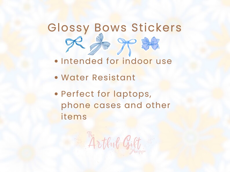 Coquette Blue Bow Stickers, Girly Bows Gingham Stickers, Gingham ...