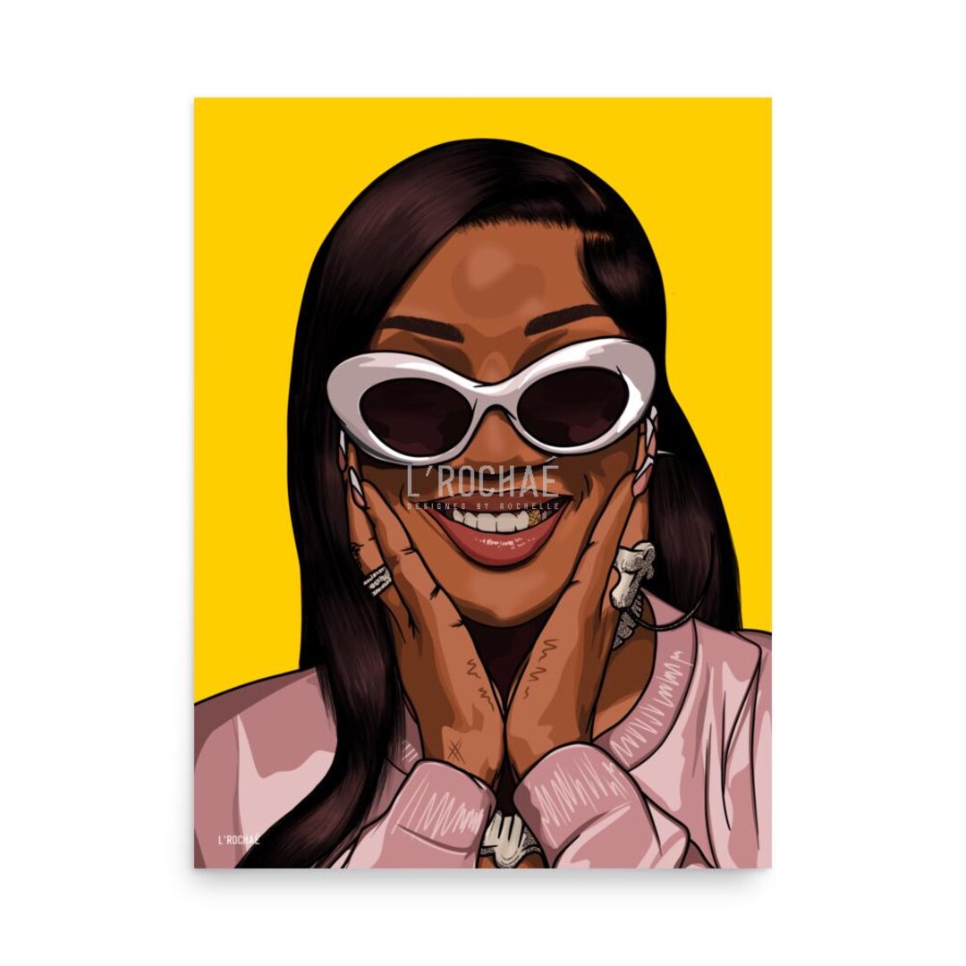 Glo Rilla Yellow Poster - Digitally Drawn | Unframed Wall Art | Home ...