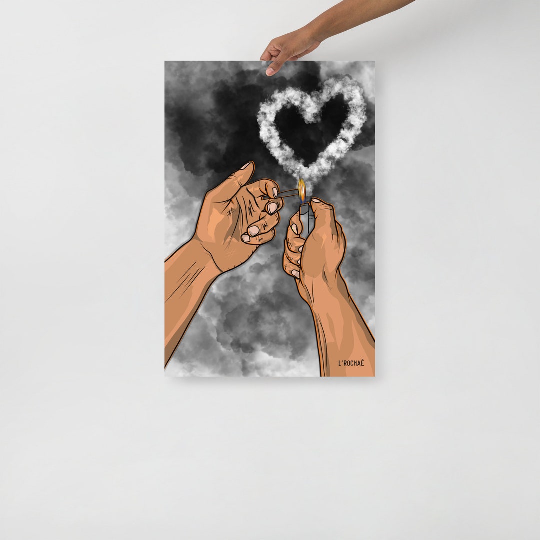 Smokers Heart Black Poster Unframed Wall Art Home Decor Printed Poster ...