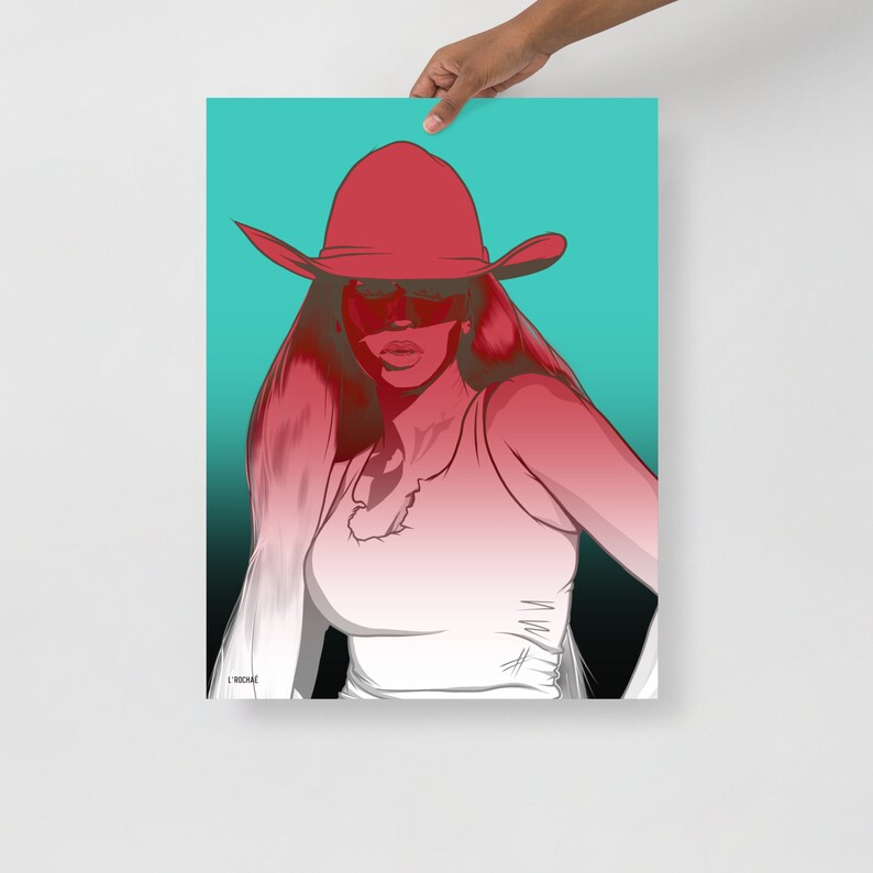 Cowboy Carter Ombré Red Poster Unframed Wall Art Home Decor Wall Print ...