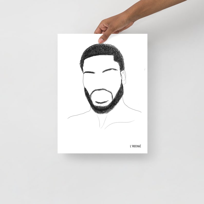 Bearded Man Poster Wall Art Home Decor Printed Poster Black Art ...