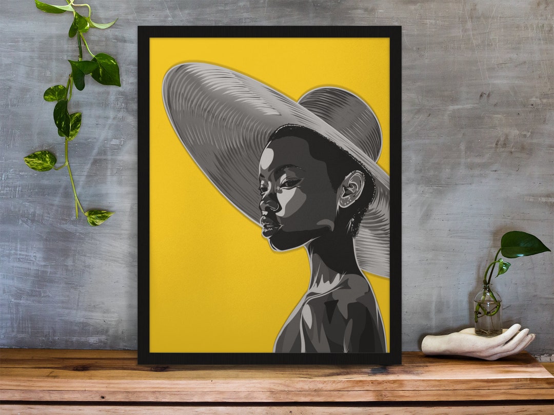 Monochrome Yellow Poster Wall Art Home Decor Printed Poster Black Art ...