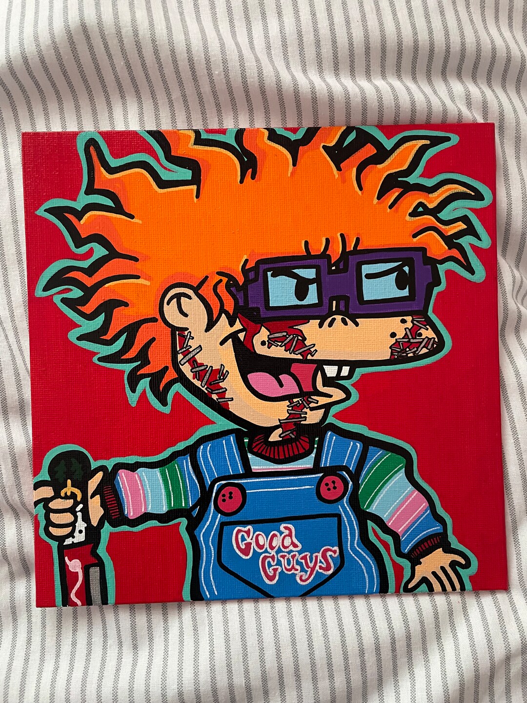 Rugrats/childs Play Chuckie/chucky Mash up Hand Painted Canvas Panel - Etsy