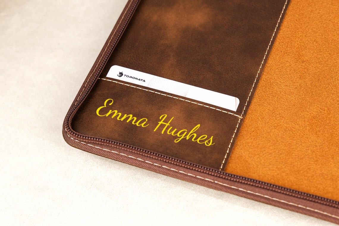 Personalized Zipper Portfolio, Leather Journal, Custom Notebook ...