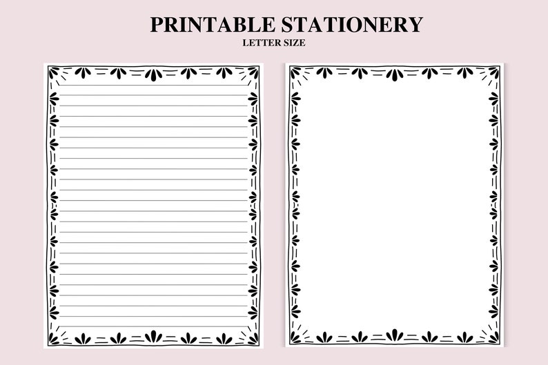 Doodle Border Printable Stationery US Letter Size Lined & Unlined ...