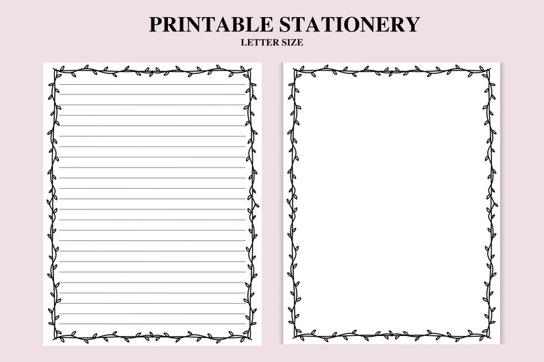 Doodle Border Printable Stationery US Letter Size Lined & Unlined ...