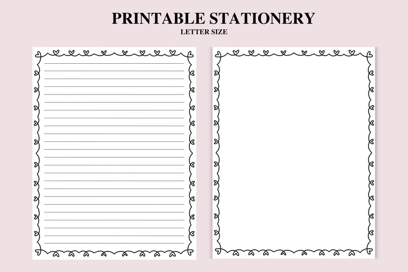 Doodle Border Printable Stationery US Letter Size Lined & Unlined ...