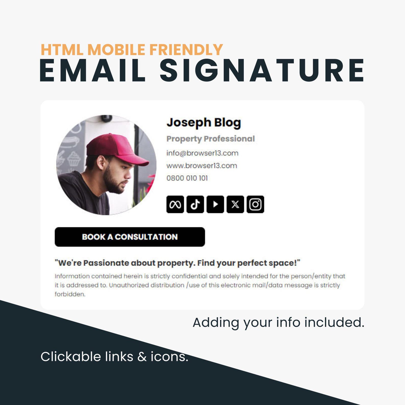 HTML Email Signature Template Email Template Editable Signature ...