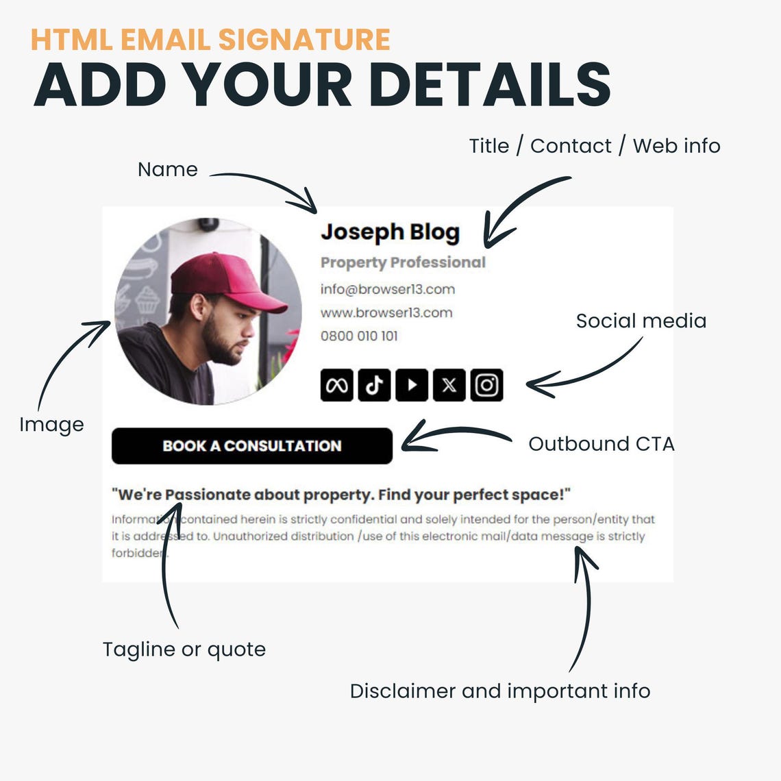 HTML Email Signature Template Email Template Editable Signature ...