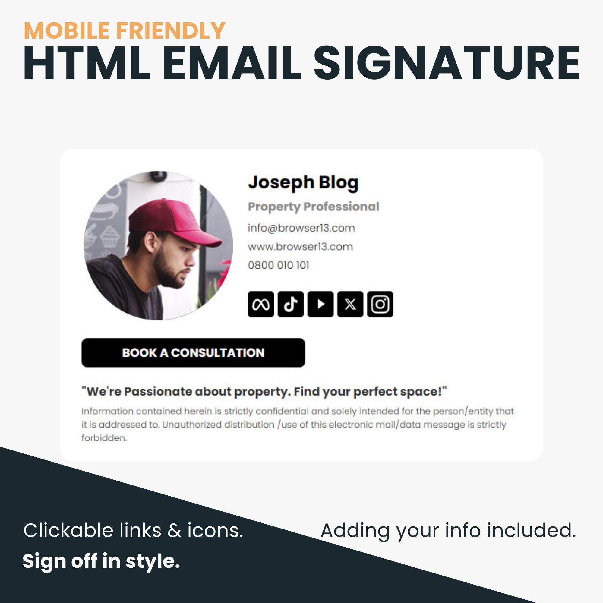 HTML Email Signature Template Email Template Editable Signature ...