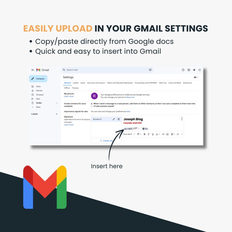 Gmail Email Signature Template Edit in Google Docs Digital Signature ...