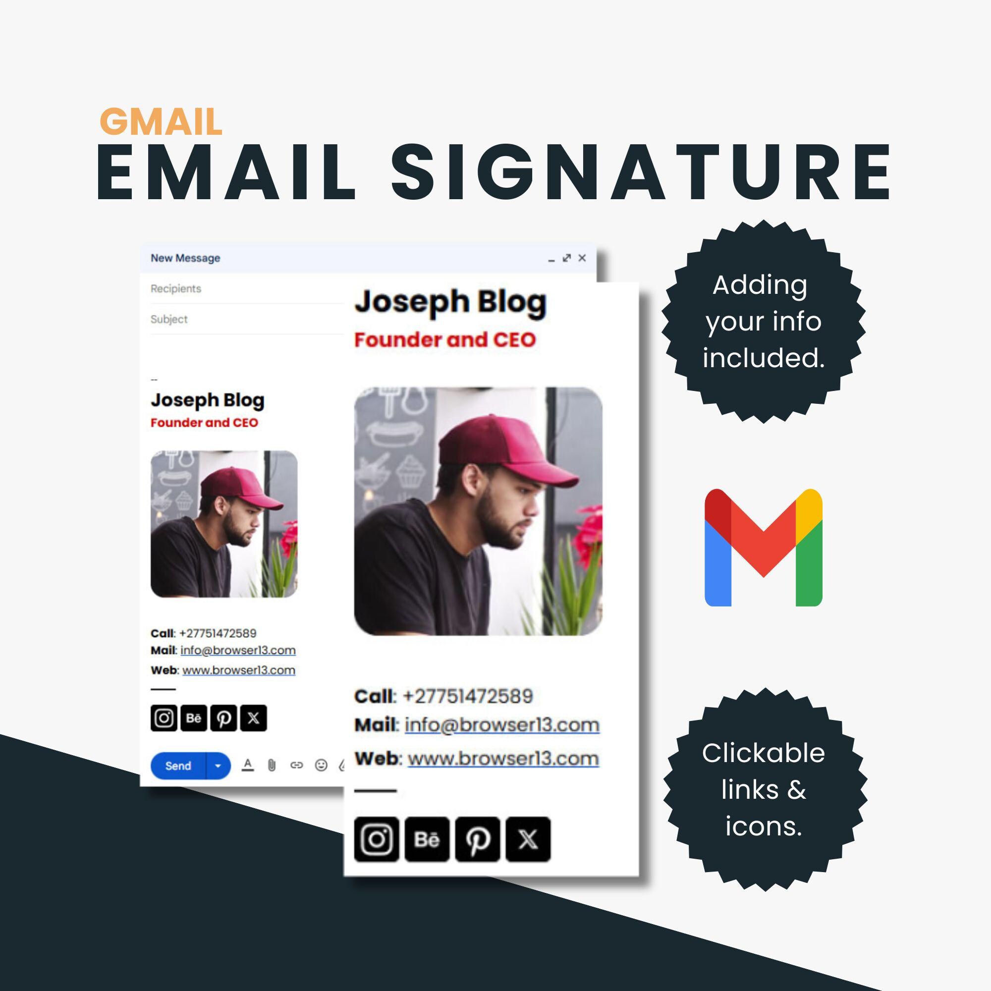 Gmail Email Signature Template Edit in Google Docs Digital Signature ...
