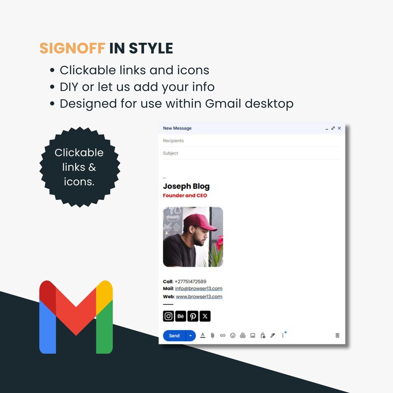 Gmail Email Signature Template Edit in Google Docs Digital Signature ...