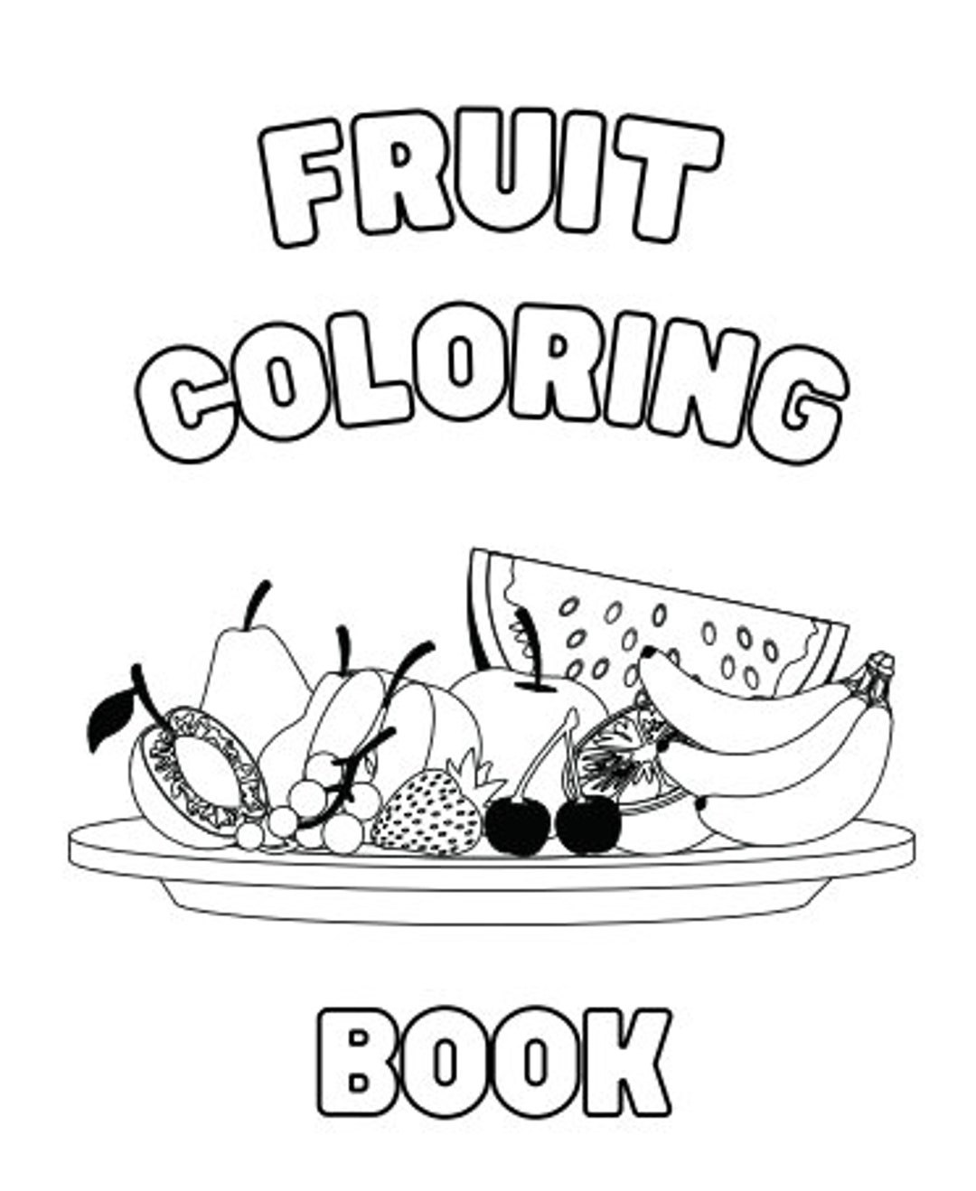 Simple Fruit Coloring Book, Coloring Book, Kids Coloring Book, Kids ...
