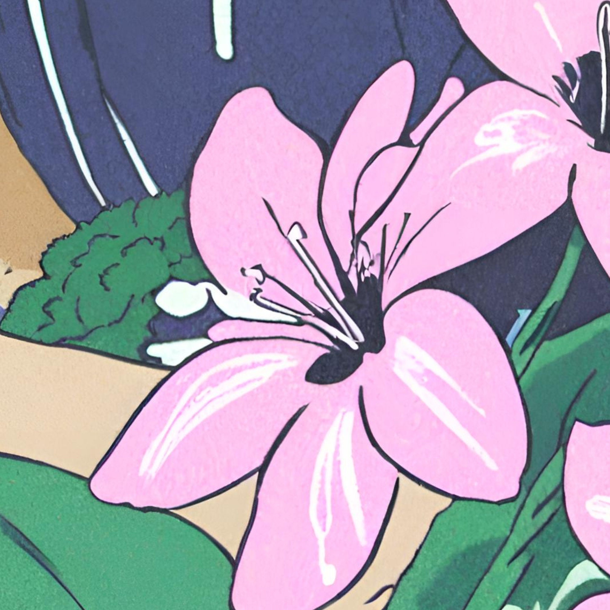 Flower Bouquet Funky Digital Art, Anime Flower Art, Gift for Anime ...