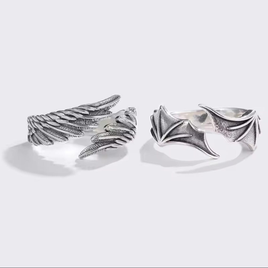 Angel Wing & Dragon Fang Couple Rings - Etsy
