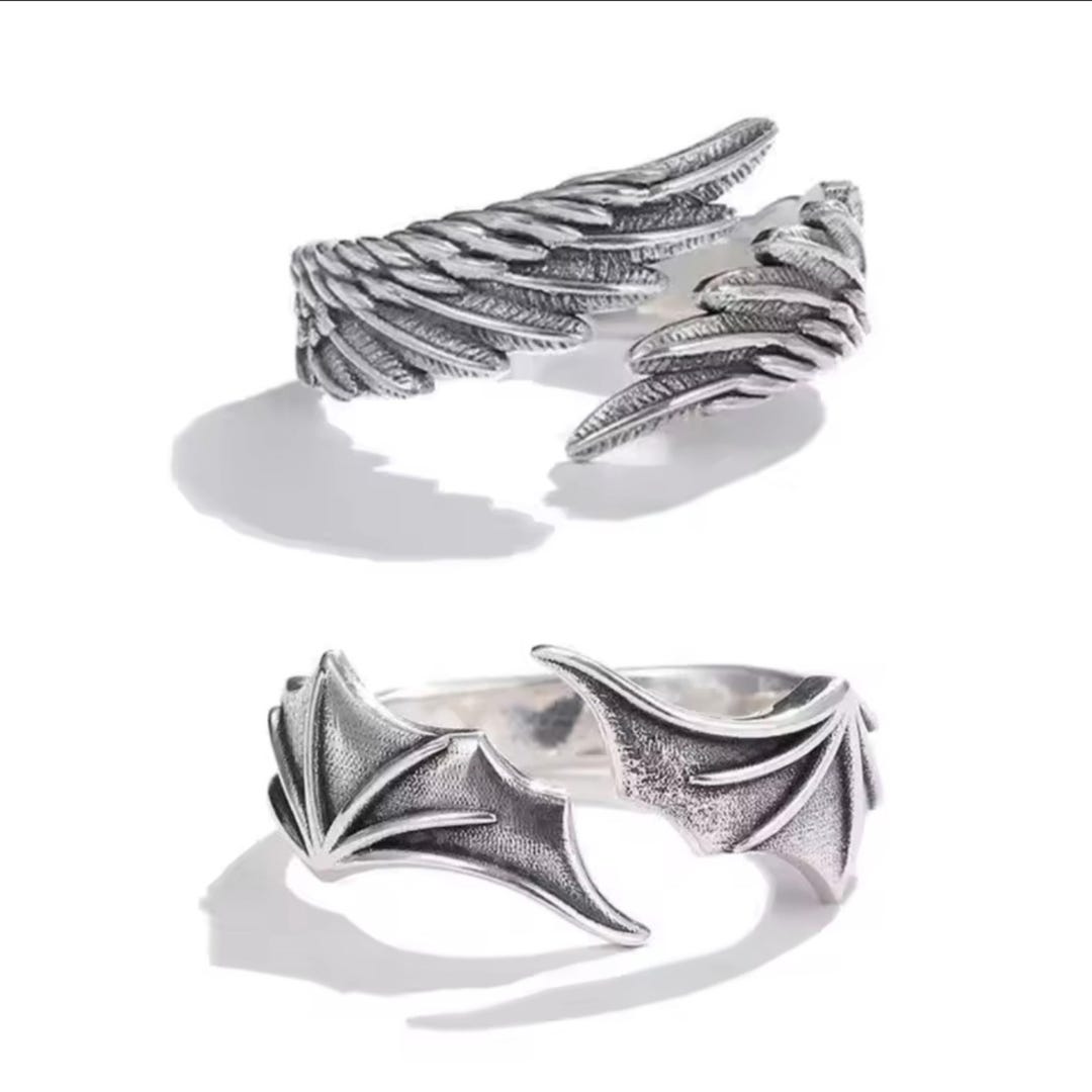 Angel Wing & Dragon Fang Couple Rings - Etsy