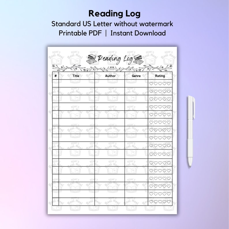 Printable Reading Log, 2024 Books Read, Downloadable Tracker for ...
