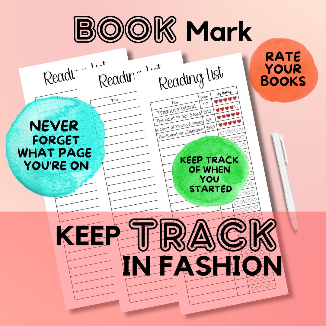 Reading Log Printable Bookmark, Library Card Bookmark, Printable ...