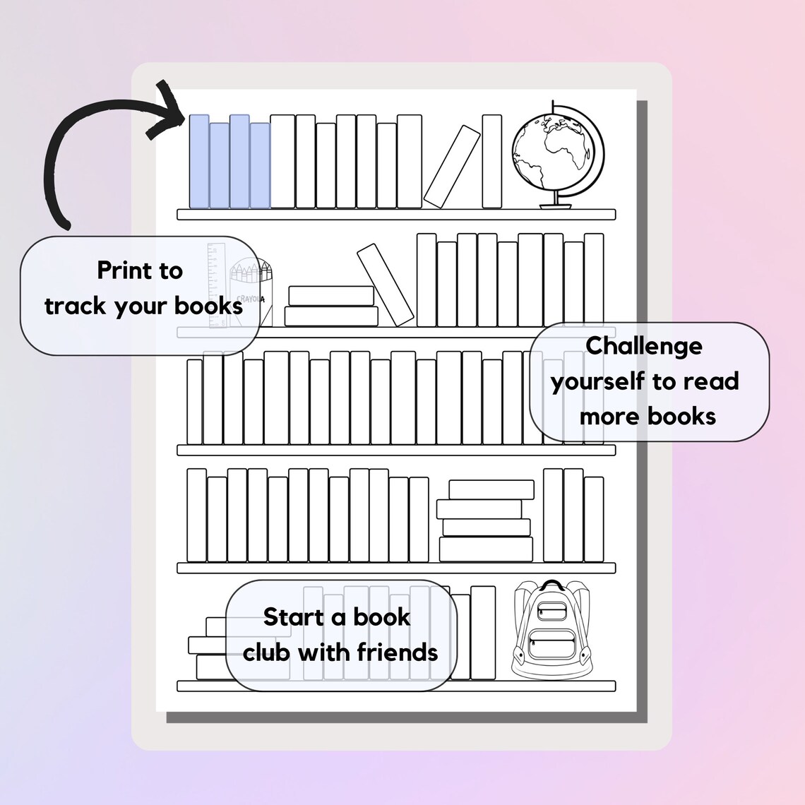 Printable Book Tracker Digital Download, Reading Journal Page, Coloring ...