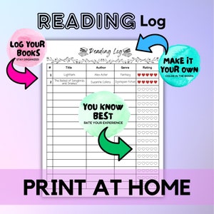 Printable Reading Log, 2024 Books Read, Downloadable Tracker for ...