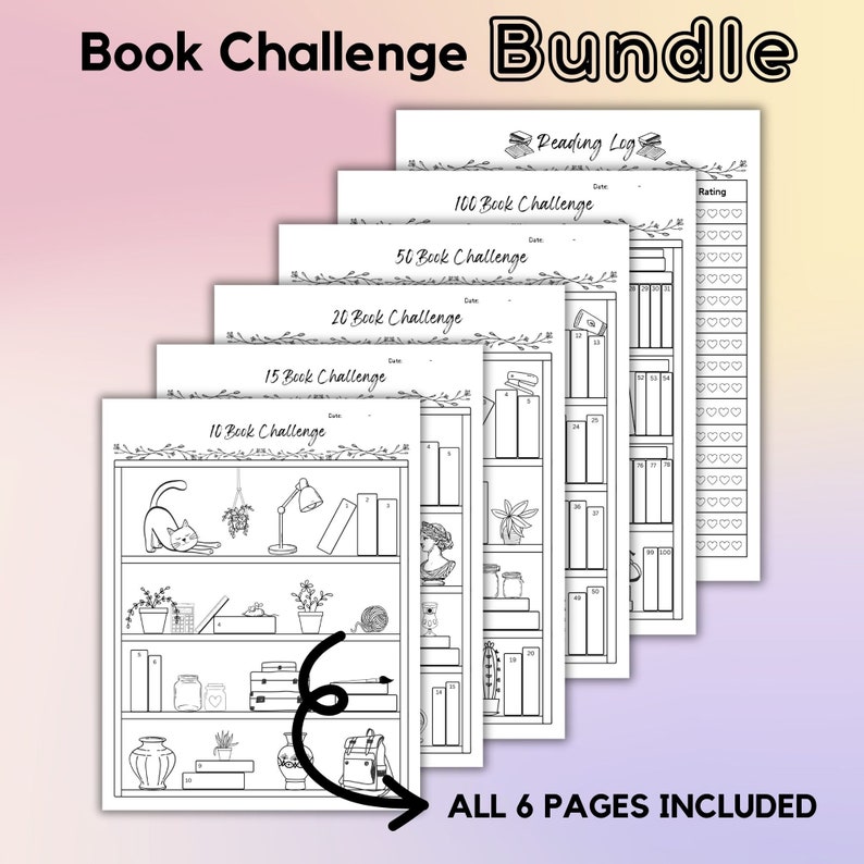 Coloring Bookshelf Bundle, 2024 Books Read Bookshelf Tracker ...