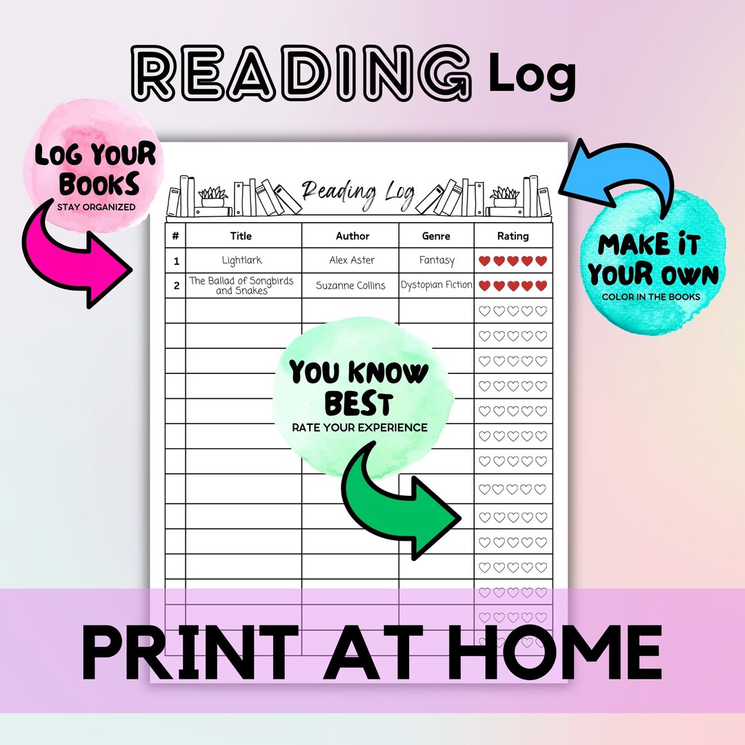 Printable Reading Log, 2024 Books Read, Downloadable Tracker for ...