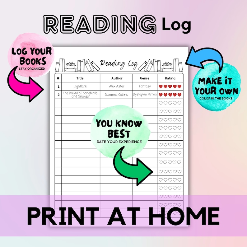 Printable Reading Log, 2024 Books Read, Downloadable Tracker for ...