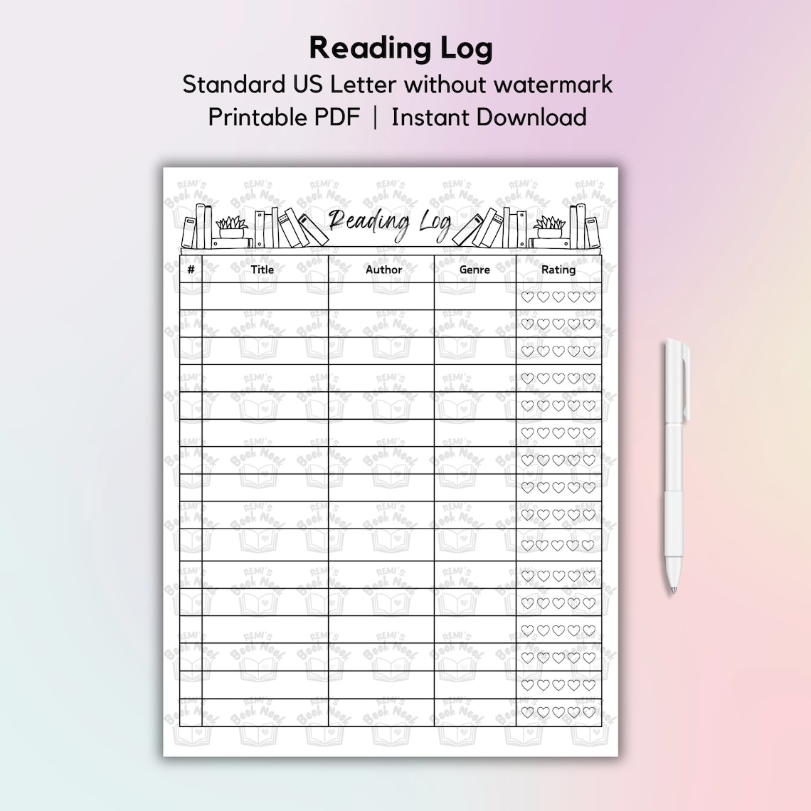 Printable Reading Log, 2024 Books Read, Downloadable Tracker for ...