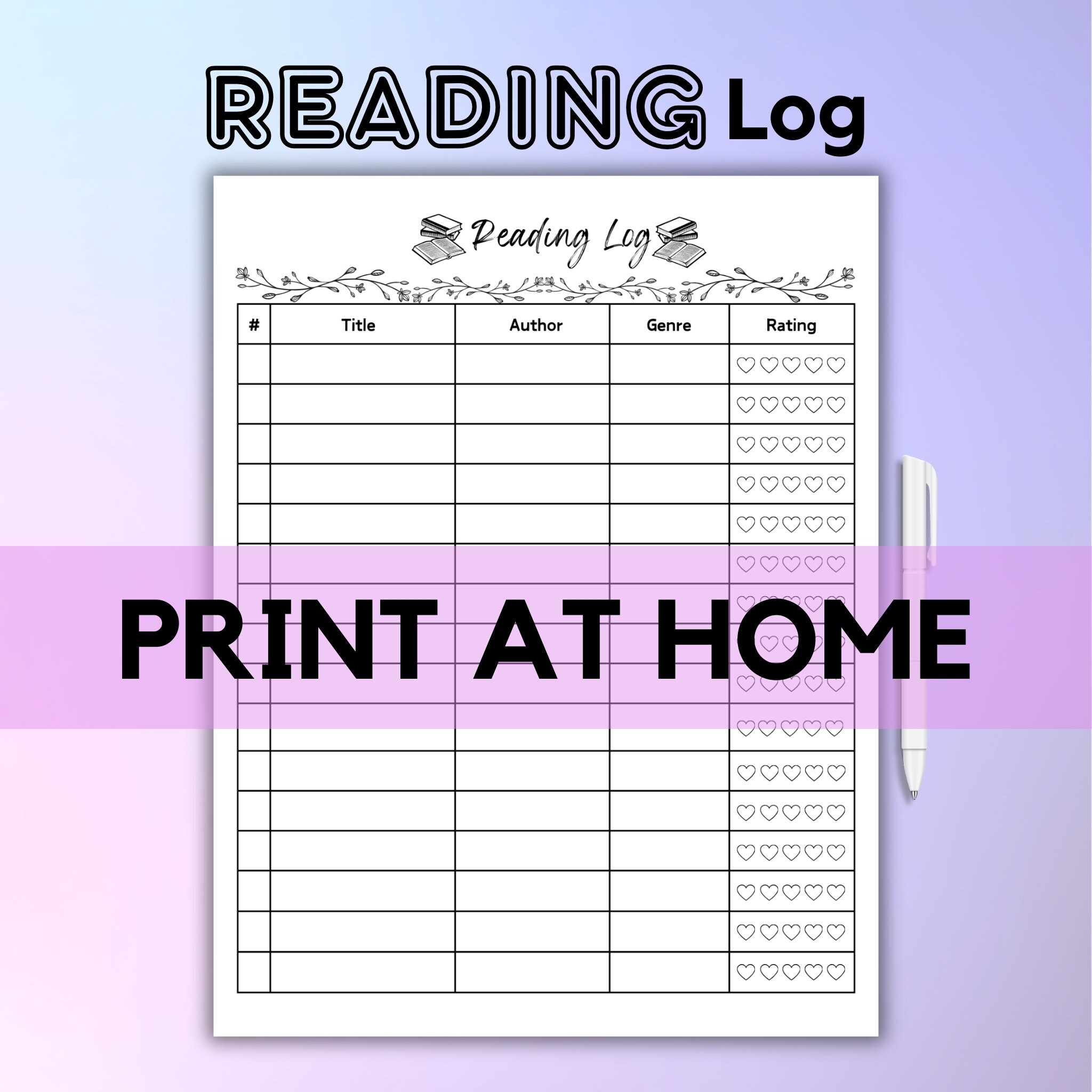 Printable Reading Log, 2024 Books Read, Downloadable Tracker for ...