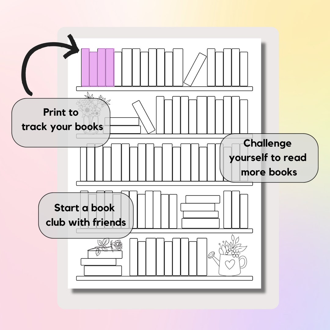 Bookshelf Reading Tracker Printable, 2024 Books Read Printable, Reading ...