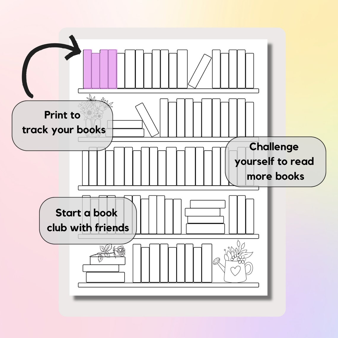 Bookshelf Reading Tracker Printable, 2024 Books Read Printable, Reading ...