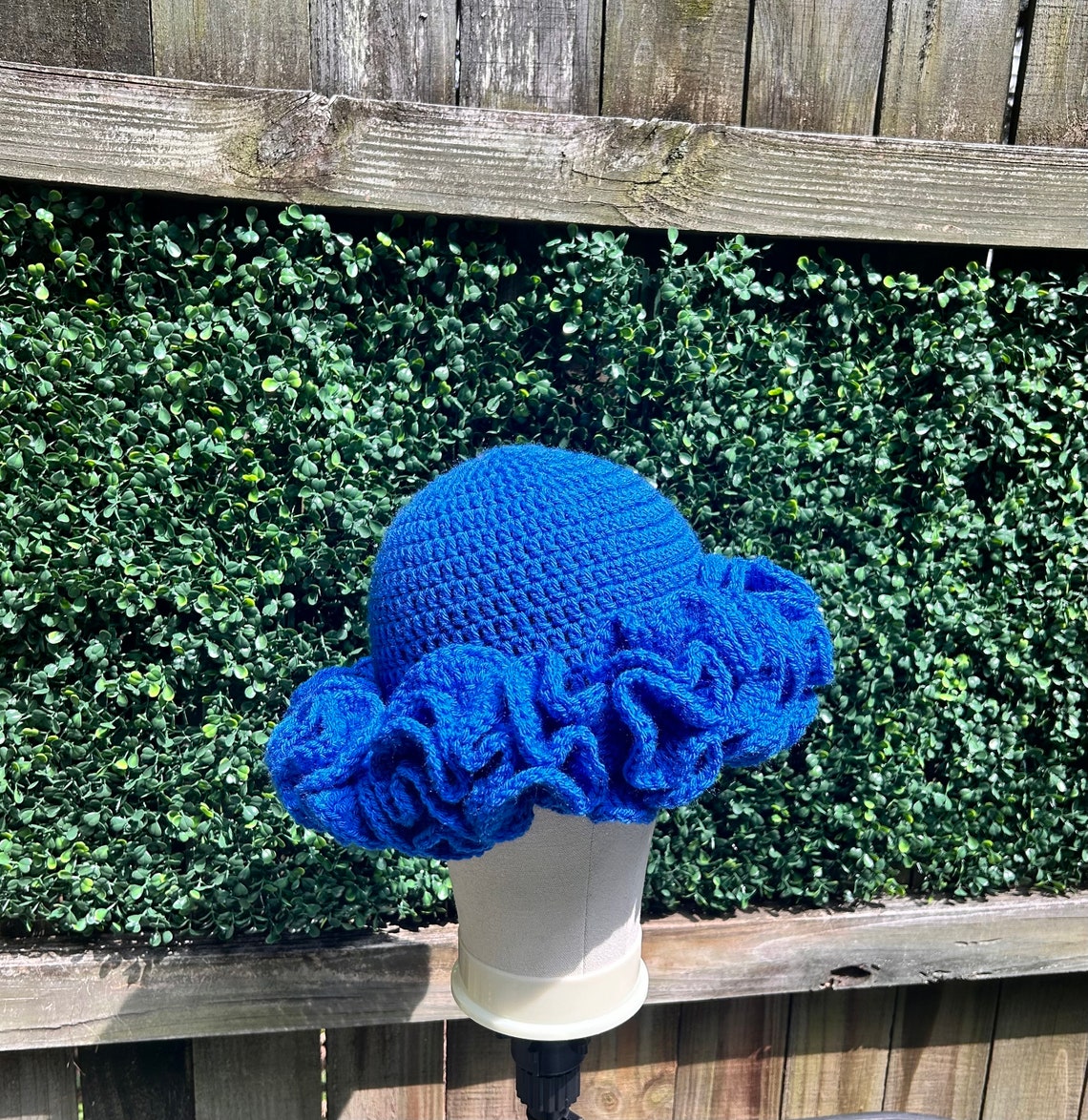 Handmade Crochet Blue Ruffle Hat, Customizable Hat - Etsy