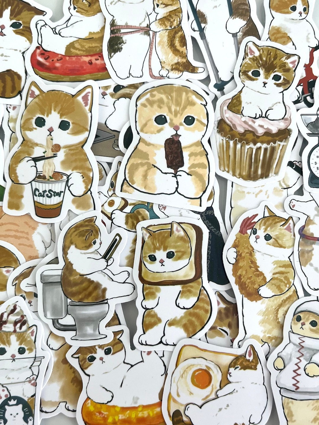 Kawaii Cat Stickers Pack, Cute Cat Stickers, Funny Cat Stickers Laptop ...