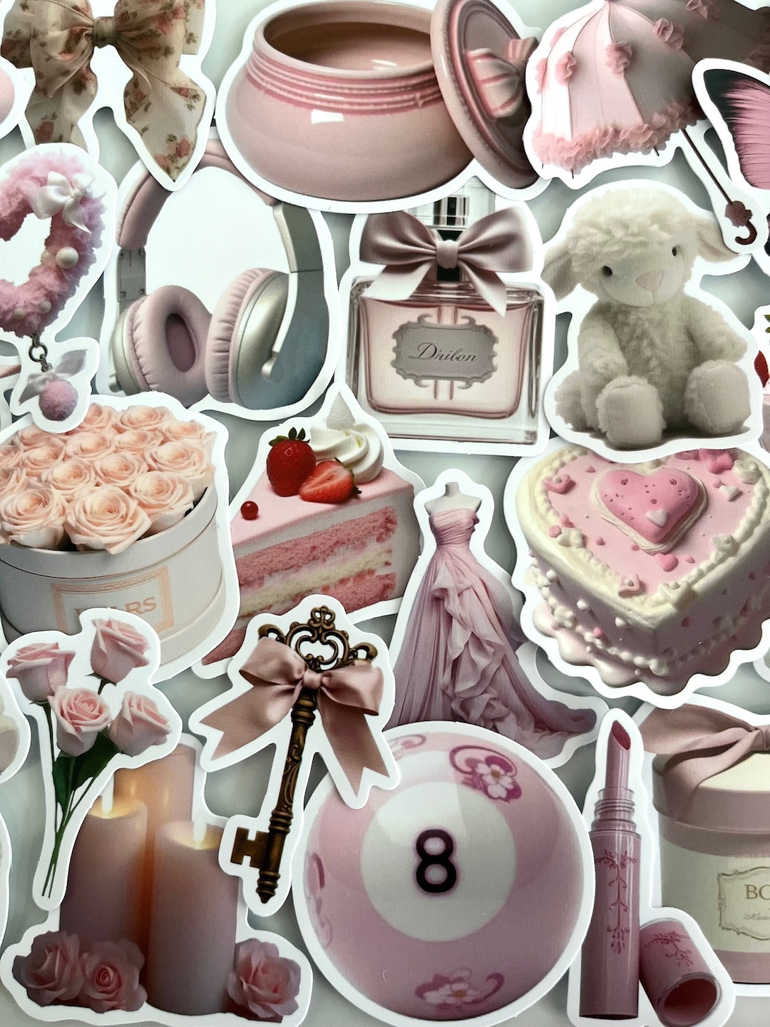Pink Coquette Aesthetic Stickers Pack, Cute Pink Stickers Set, Girly ...