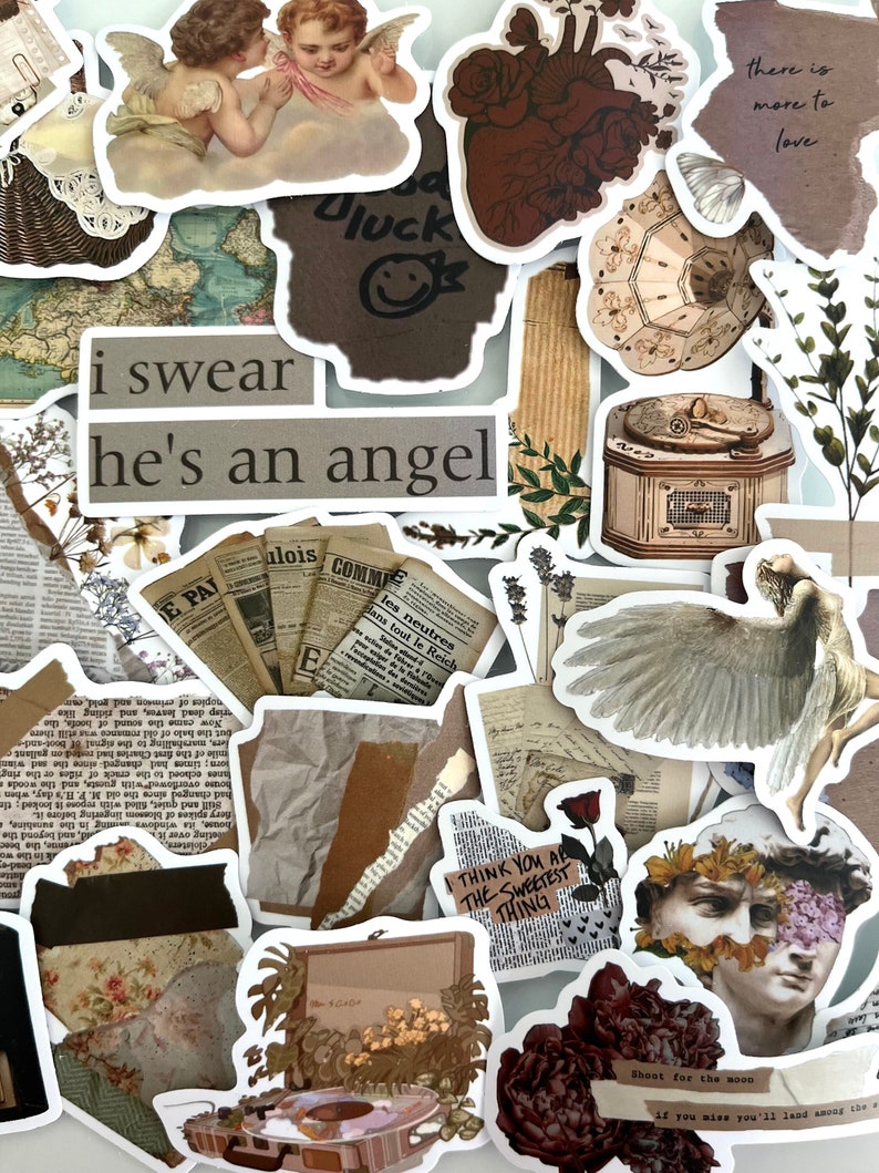 Vintage Newspaper Stickers Pack, Aesthetic Vintage Stickers, Retro ...