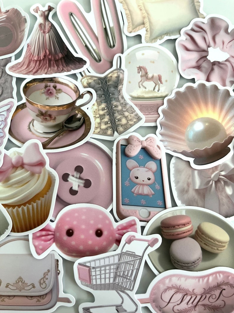 Pink Coquette Aesthetic Stickers Pack, Cute Pink Stickers Set, Girly ...